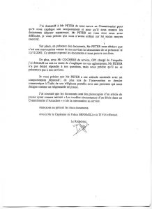 Rapport de police 14/11/2001 – Charles Peter